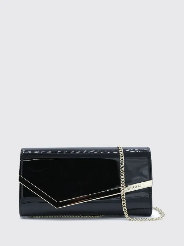 JIMMY CHOO Emmie Patent Leather Mini Handbag With Chain Strap - Black