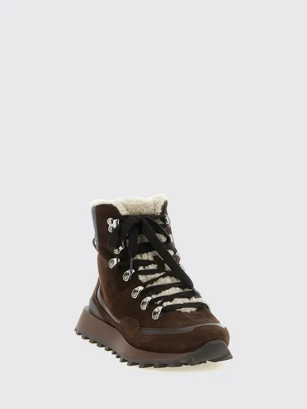 Brunello Cucinelli Calfskin Suede Hiking Boots With A Padded Ankle Collar - Brown