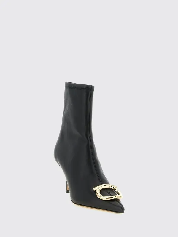 FERRAGAMO Maxi Gancini Stretch Fabric Stiletto Heel Ankle Boots