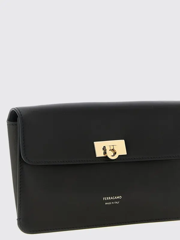 FERRAGAMO Mini Calfskin Leather Crossbody Bag With Gancini Logo