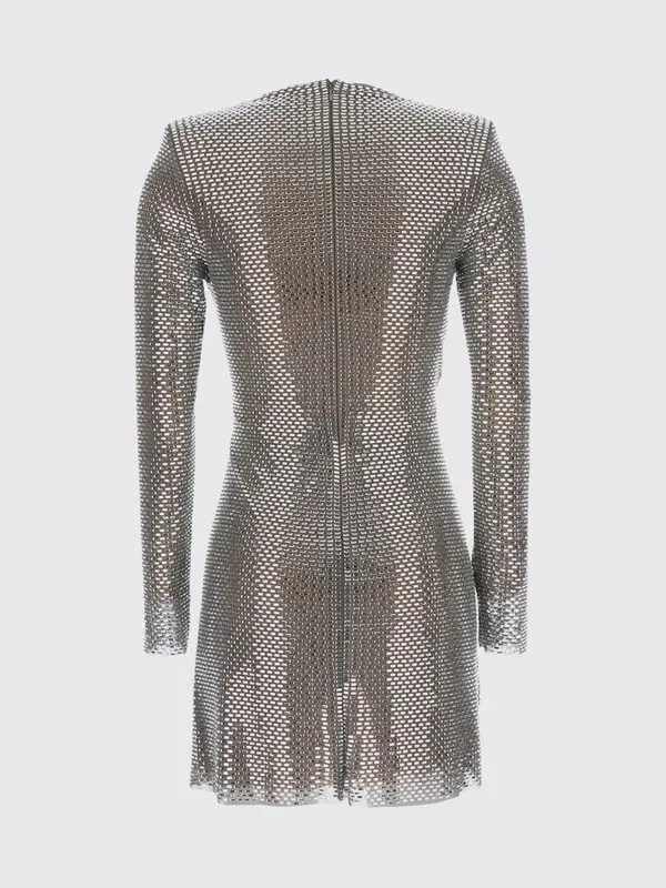 SELF-PORTRAIT Draped Rhinestone-embellished Polyester Mini Evening Dress - Grey