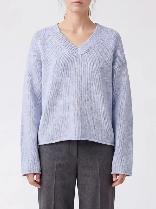 Loulou De Saison Derry 100% Cashmere V-neck Jumper With Dropped Shoulders