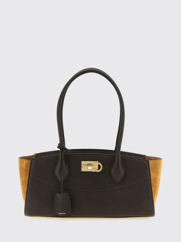 FERRAGAMO Medium Studio Leather Shoulder Bag With Gancini Clasp