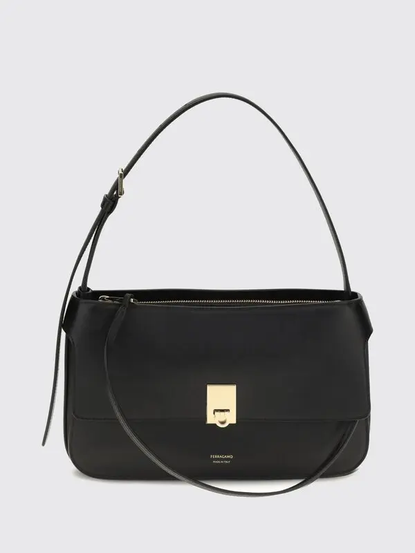 FERRAGAMO Mini Calfskin Leather Shoulder Bag With Gancini Clasp