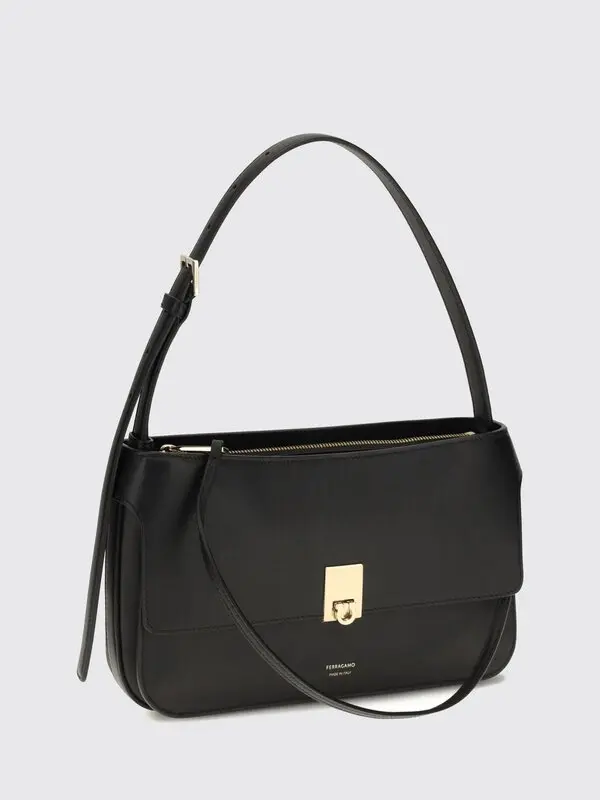 FERRAGAMO Mini Calfskin Leather Shoulder Bag With Gancini Clasp
