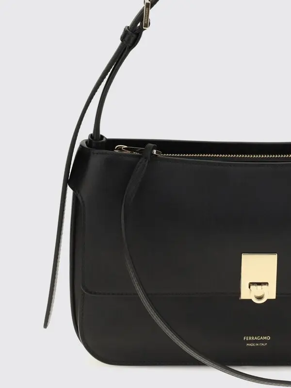 FERRAGAMO Mini Calfskin Leather Shoulder Bag With Gancini Clasp
