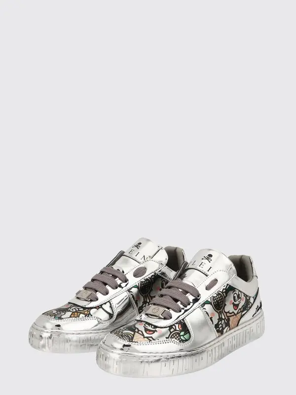 Philipp Plein 3d Ice Cream Low Top Patent Sneakers With Graphic Print