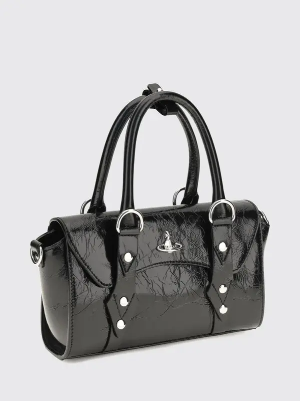 VIVIENNE WESTWOOD Bettina Crackled Leather Mini Handbag With Orb Logo