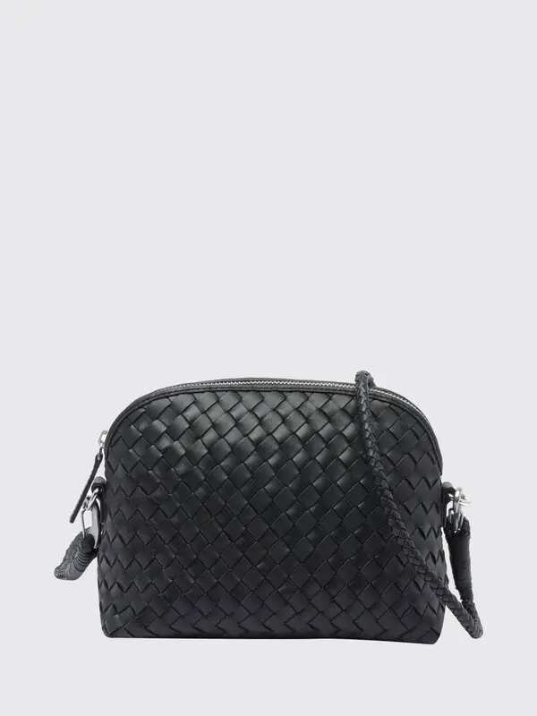 Dragon Diffusion Small Woven Leather Crossbody Bag With Zip - Black