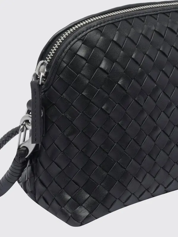 Dragon Diffusion Small Woven Leather Crossbody Bag With Zip - Black