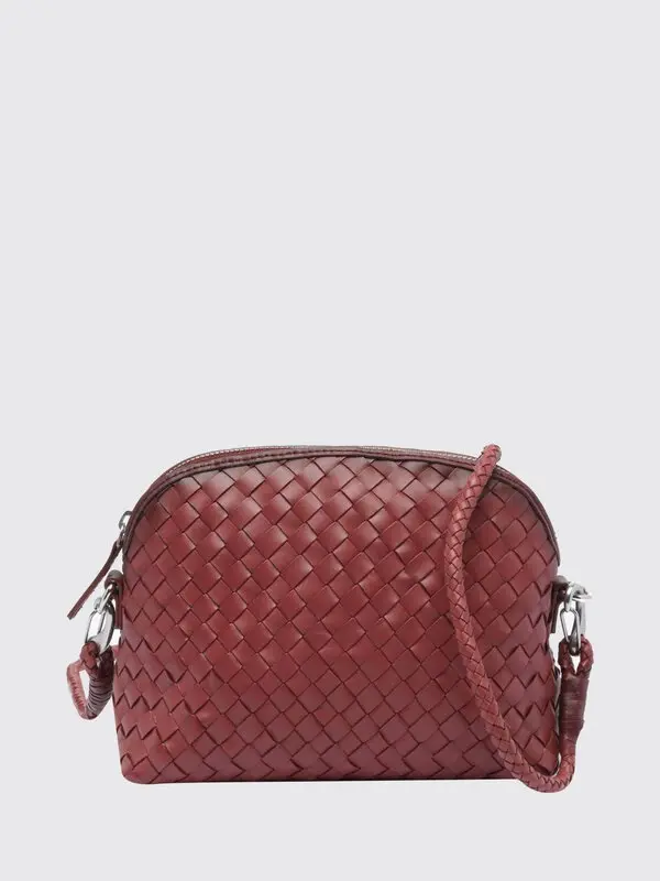 Dragon Diffusion Small Woven Leather Crossbody Bag With Zip - Red