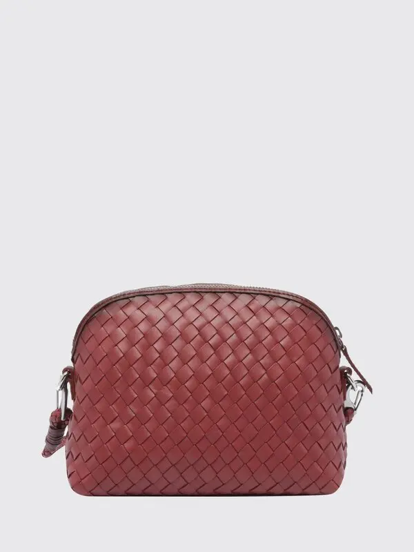 Dragon Diffusion Small Woven Leather Crossbody Bag With Zip - Red