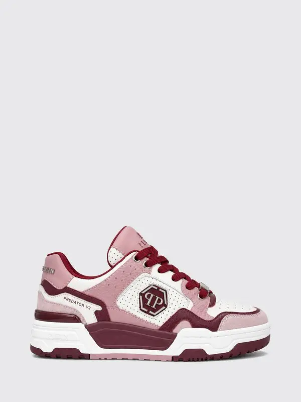 Philipp Plein Predator V2 Low-top Leather Trainers With Hexagon Logo - Pink