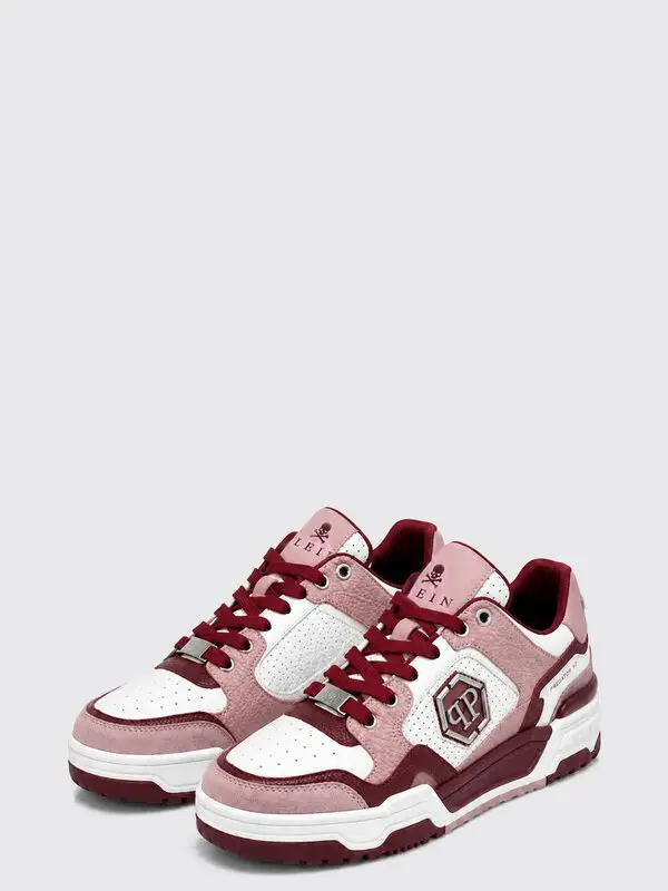 Philipp Plein Predator V2 Low-top Leather Trainers With Hexagon Logo - Pink