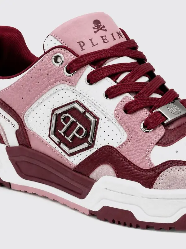 Philipp Plein Predator V2 Low-top Leather Trainers With Hexagon Logo - Pink