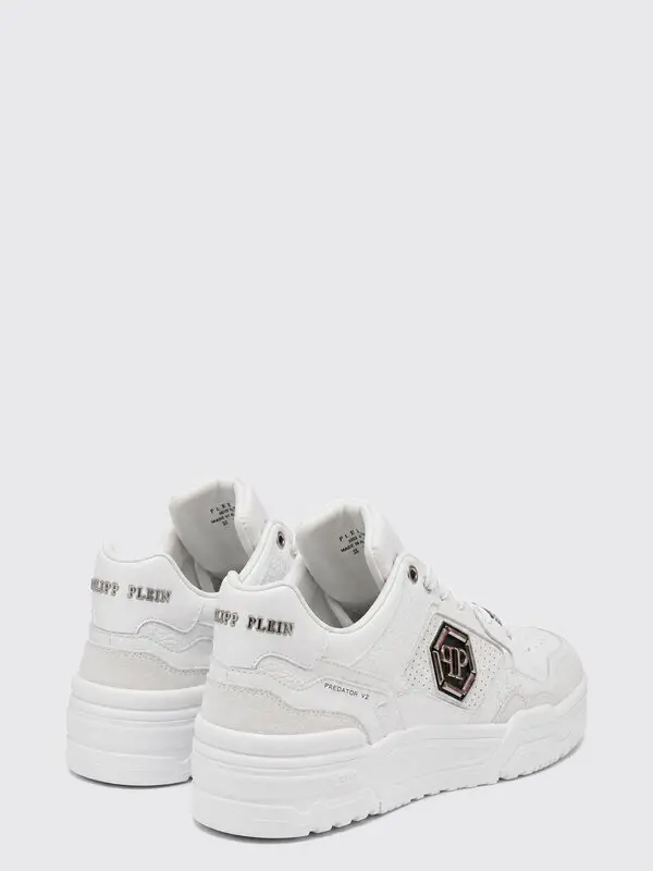 Philipp Plein Predator V2 Low-top Leather Trainers With Hexagon Logo - White
