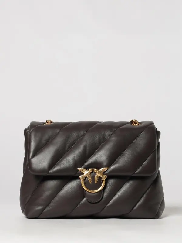 Pinko Classic Love Bag Puff In Quilted Nappa Leather With Love Birds Buckle - Brown