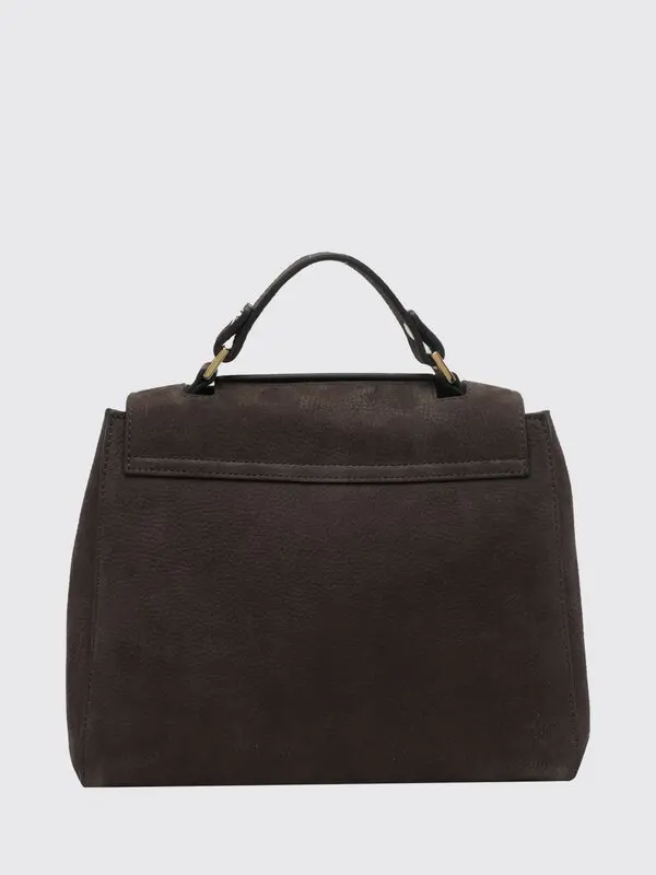 Orciani Sveva Hammered Leather Handbag With Removable Shoulder Strap - Brown