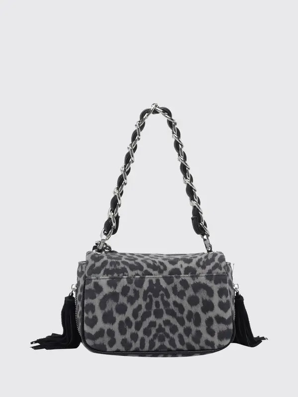 LA CARRIE Suede Mini Shoulder Bag With Animal Print And Charms - Grey