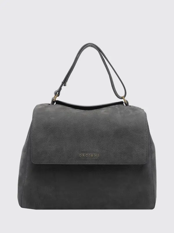 Orciani Sveva Hammered Leather Handbag With Adjustable Handle And Strap - Grey