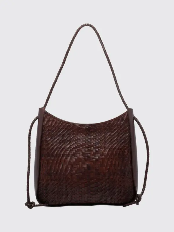 Dragon Diffusion Woven Leather Tote Bag With Single Handle - Brown