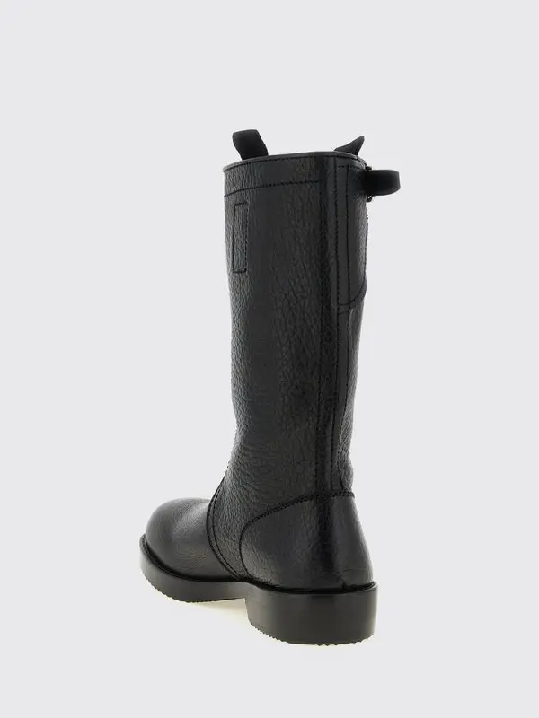 Dries Van Noten Grained Leather Biker Ankle Boots With Straps