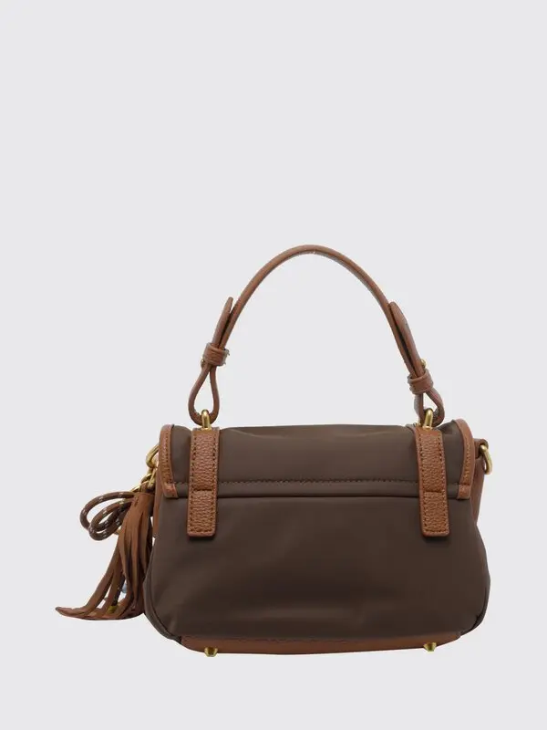 LA CARRIE Nylon Mini Handbag With Magnetic Flap Closure And Logo Charm - Brown