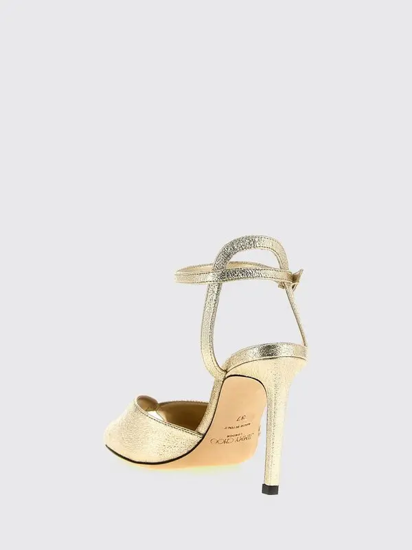 JIMMY CHOO Sacora Laminated Leather Sandals With A Stiletto Heel - Gold