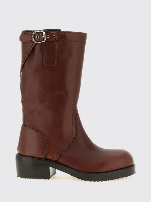 Dries Van Noten Smooth Leather Biker Boots With Low Heel