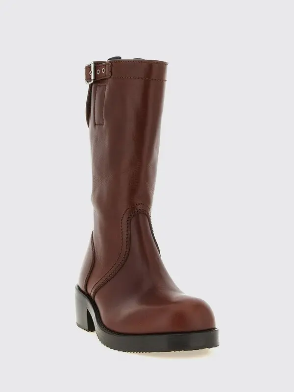 Dries Van Noten Smooth Leather Biker Boots With Low Heel