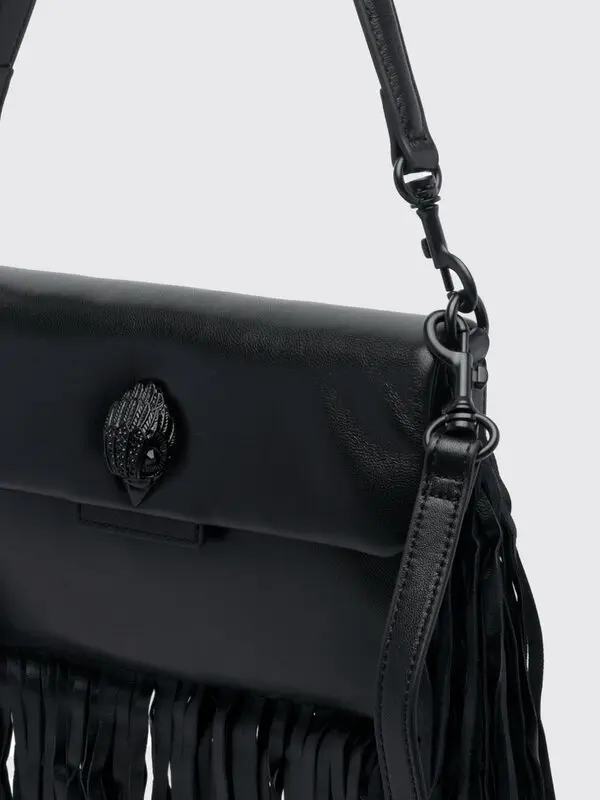 Kurt Geiger Oxford Leather Mini Shoulder Bag With Embroidery And Fringes