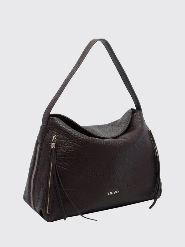 Liu Jo Grained Synthetic Leather Shoulder Bag With Flap Closure - Brown