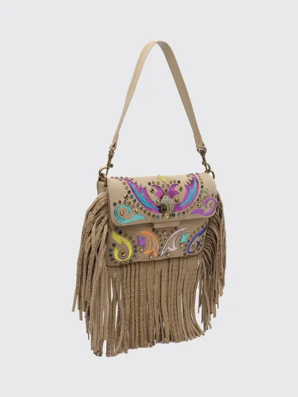 Kurt Geiger Oxford Suede Mini Shoulder Bag With Fringes And Crystals