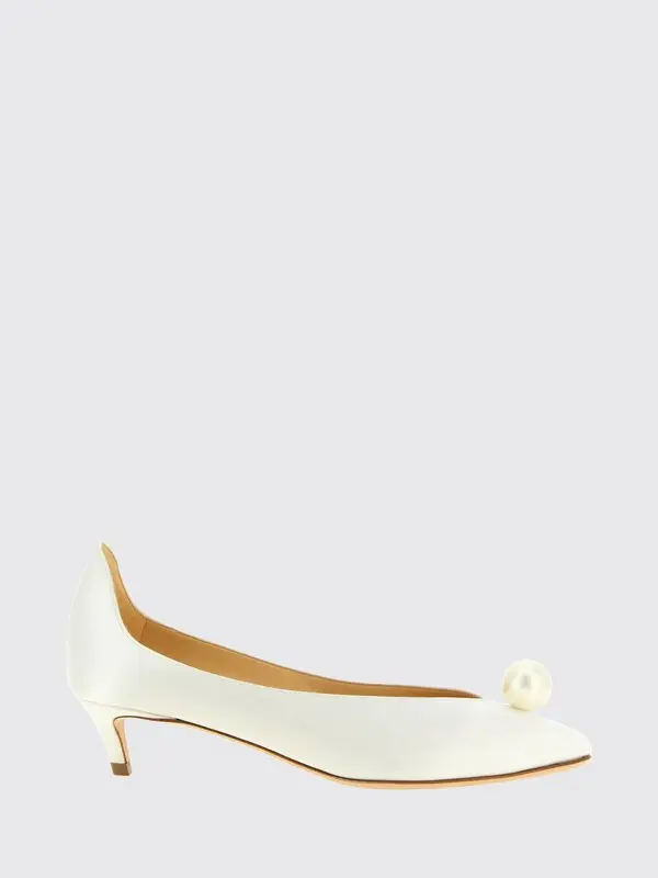 Magda Butrym Pointed-toe Satin Pumps With Pearl Embellishment And Low Heel