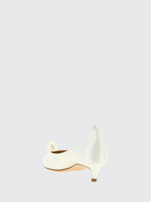 Magda Butrym Pointed-toe Satin Pumps With Pearl Embellishment And Low Heel