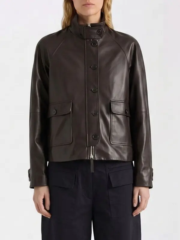Proenza Schouler Cropped Smooth Lambskin Leather Jacket With High Neck And Pockets