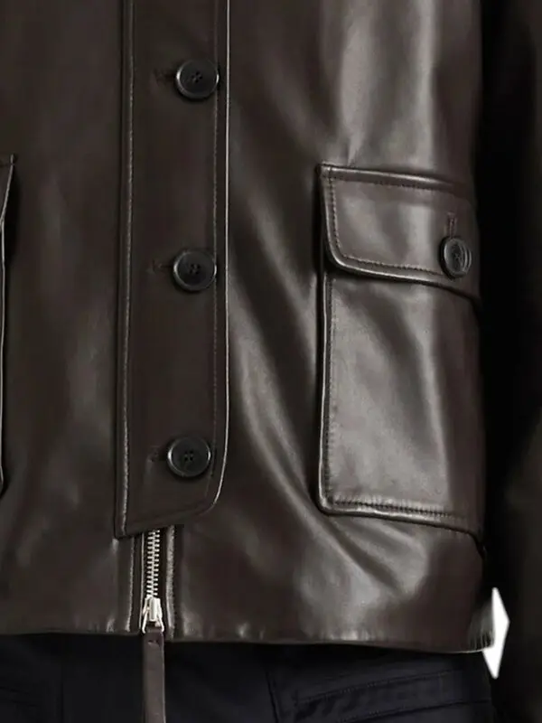 Proenza Schouler Cropped Smooth Lambskin Leather Jacket With High Neck And Pockets