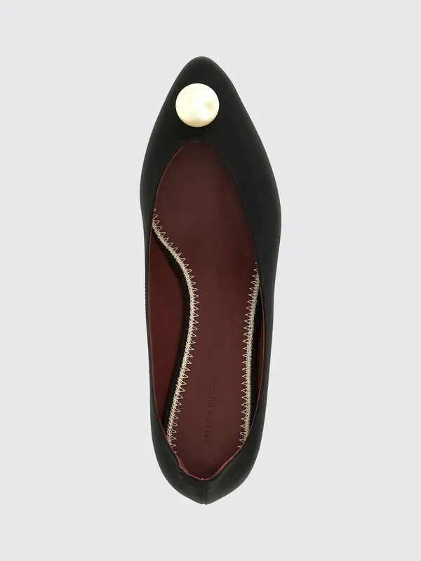 Magda Butrym Pearl-embellished Satin Pumps With A Low Curved Heel
