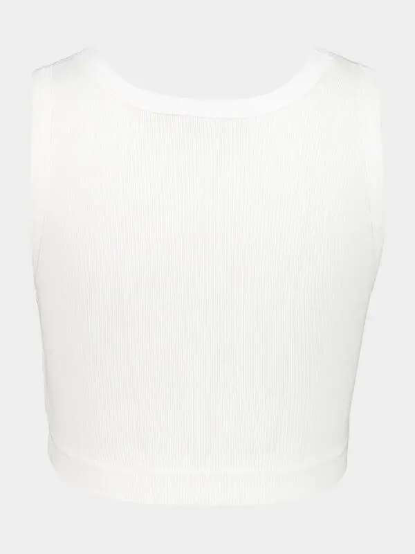 Dolce & Gabbana Ribbed Cotton Jersey Cropped Top With Applied Logo