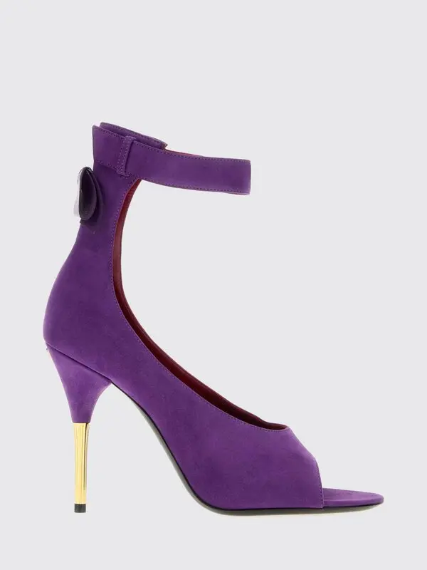 Valentino Garavani Fatale Suede High Heel Peep-toe Sandals With Bow Detail - Violet