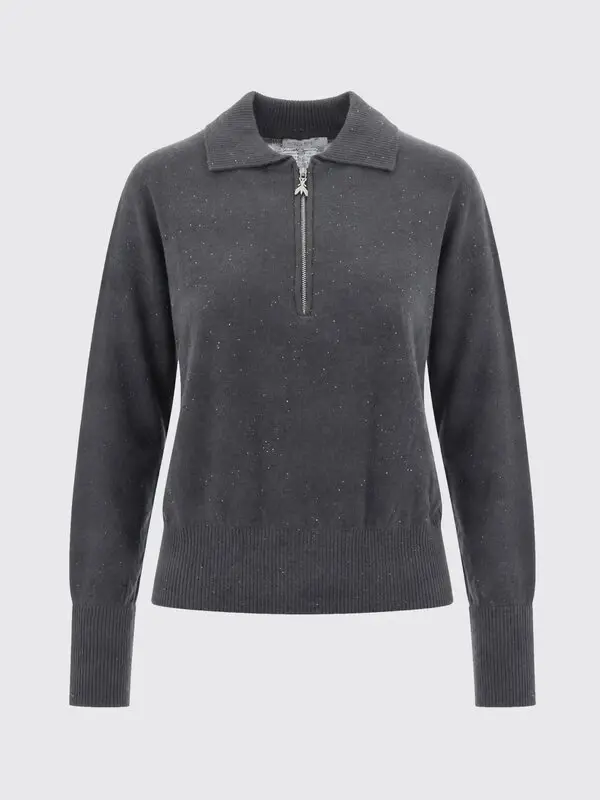 Patrizia Pepe Slim Fit Ribbed Knit Polo In Viscose With Sequins