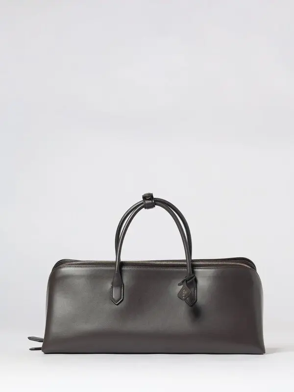 Alaïa Delta Medium Calfskin Leather Handbag With Logo Charm - Brown