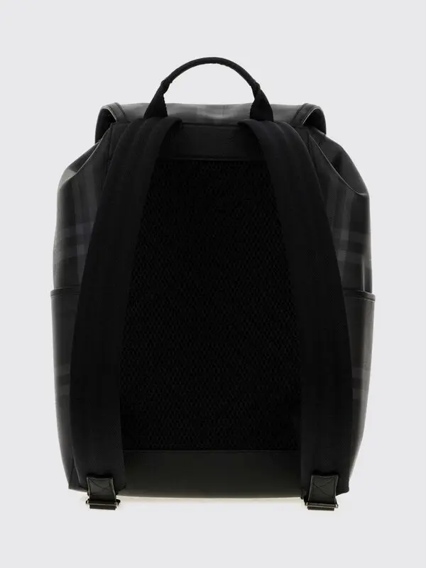 Burberry Check Pattern Coated Cotton Backpack With Flap Closure