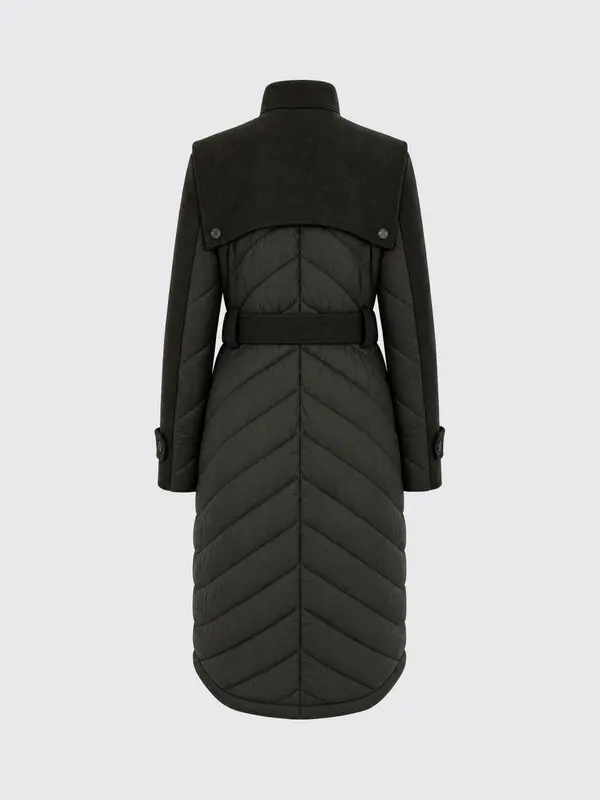 Patrizia Pepe Quilted Wool Blend Coat With High Neck And Belt