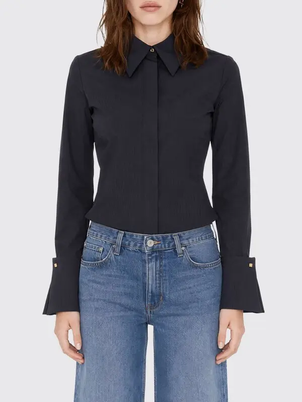 Elisabetta Franchi Striped Cotton Slim Fit Shirt With Slogan Print