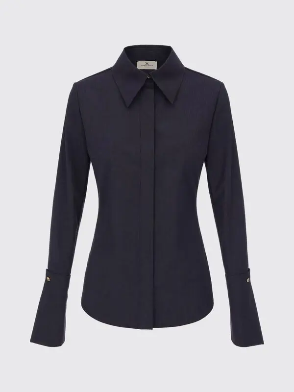 Elisabetta Franchi Striped Cotton Slim Fit Shirt With Slogan Print
