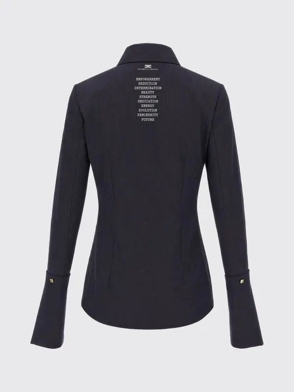 Elisabetta Franchi Striped Cotton Slim Fit Shirt With Slogan Print
