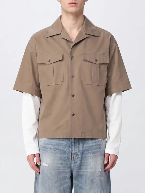Balenciaga Double-layer Relaxed Fit Cotton Shirt With Abstract Print