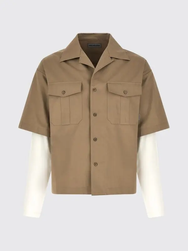 Balenciaga Double-layer Relaxed Fit Cotton Shirt With Abstract Print