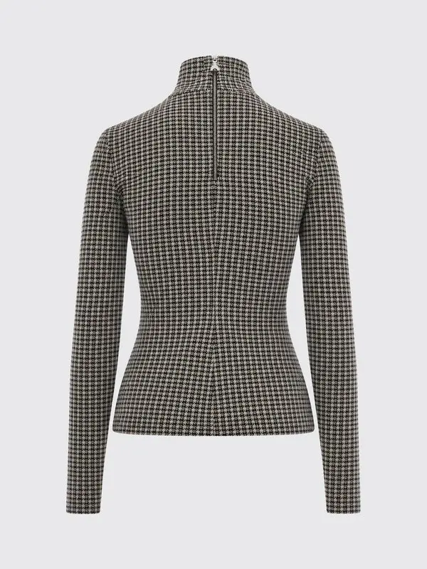 Patrizia Pepe Houndstooth Print Slim Fit Turtleneck In Stretch Jersey - Grey